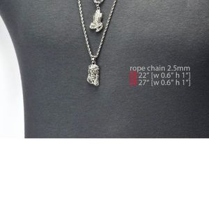 Accessories | 14kgold Iced Out Praying Hands Jesus Rope Chain | Poshmark